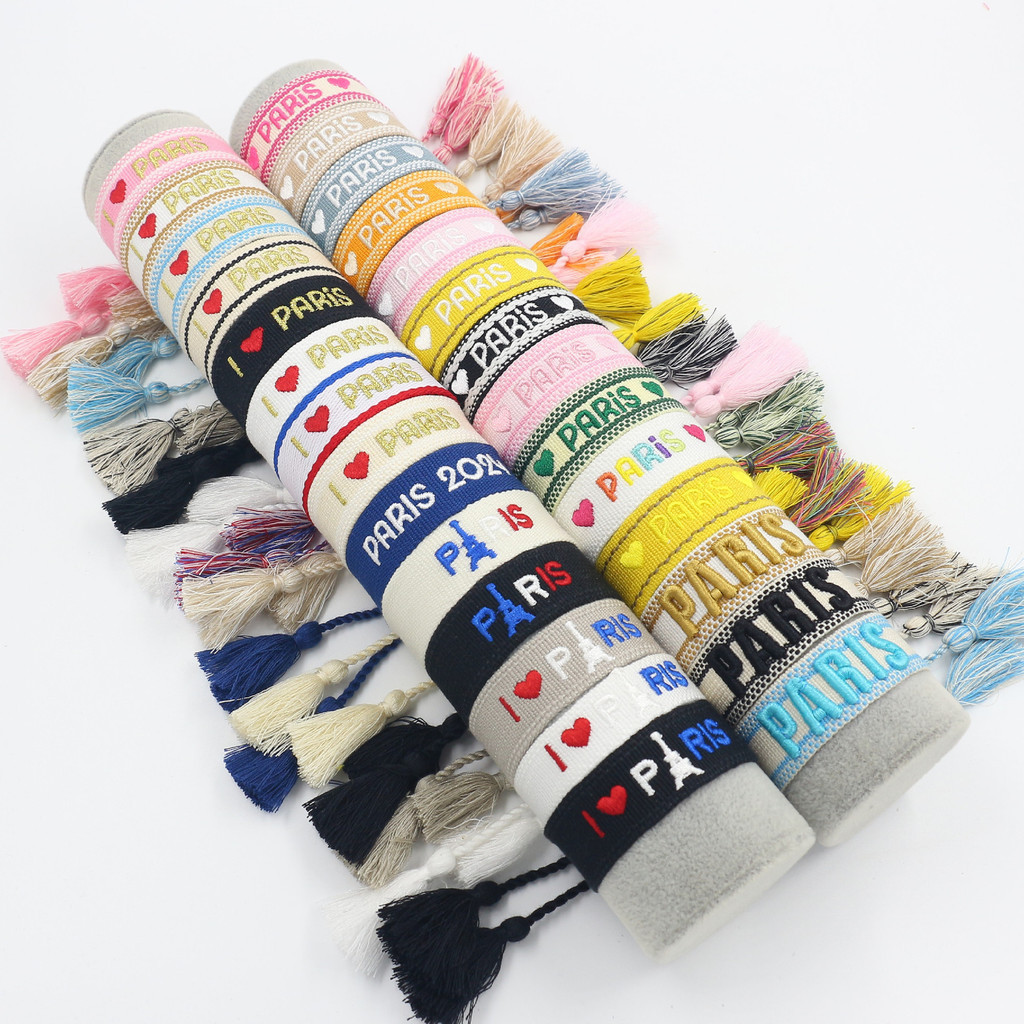 2024 French PARIS Olympics Souvenirs Embroidered Ribbons Wrist Straps ...