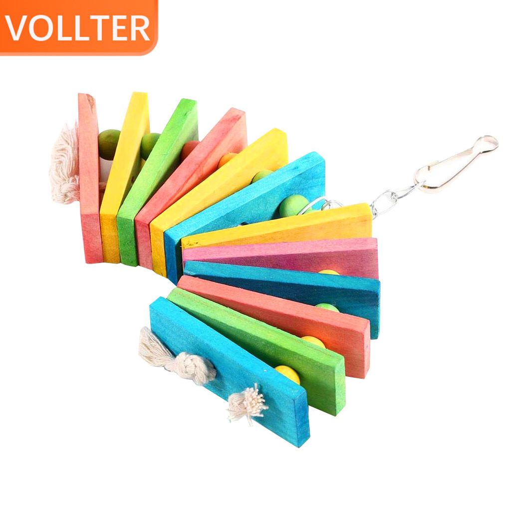 Birds Fan-Shaped Climbing Hanging Toy Wood Chewing Color Toys ...