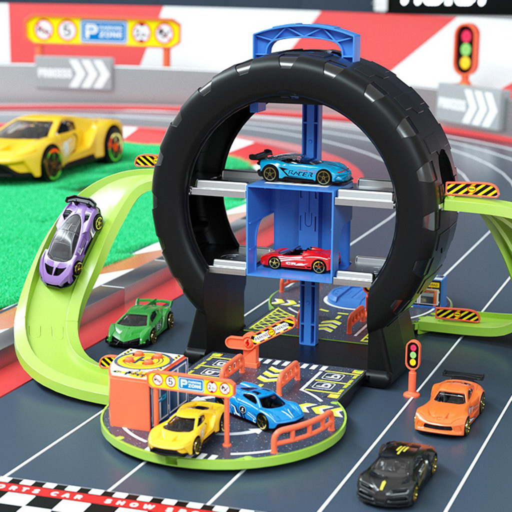 Kids Car Track Toy Portable Storage Playset for Kids Transforming Car ...