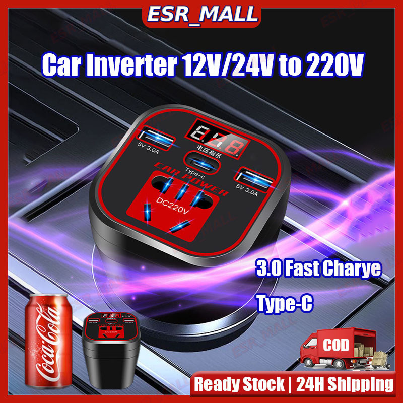【COD】Car Inverter 12V 24V To 220V Power Converter Multi-function Truck ...