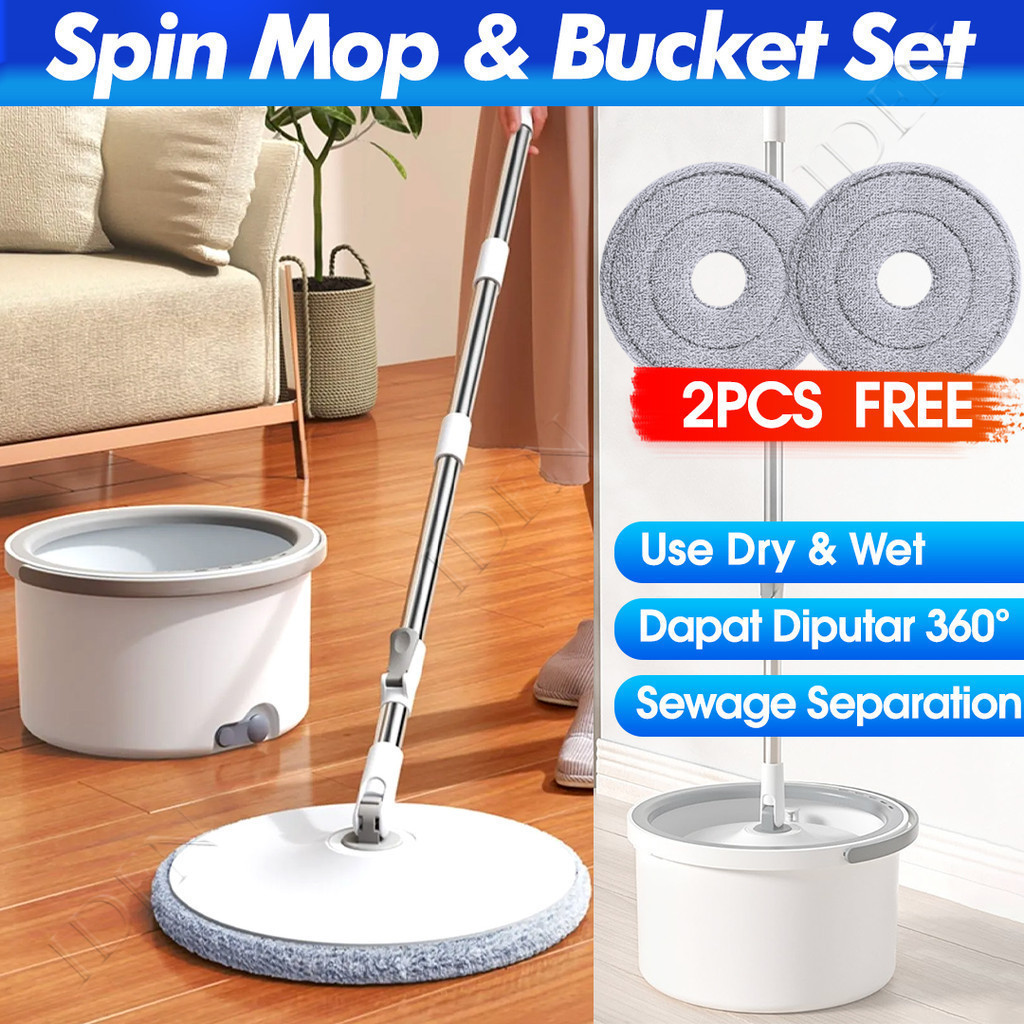 Mop with Spinner 360 Rotating Mops Floor Cleaning Flat Mop Magic ...