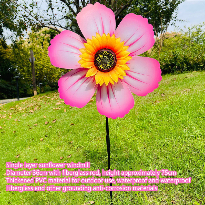 IGO 1 Piece Sunflower Windmill Outdoor Party Garden Yard Decor Rotating ...