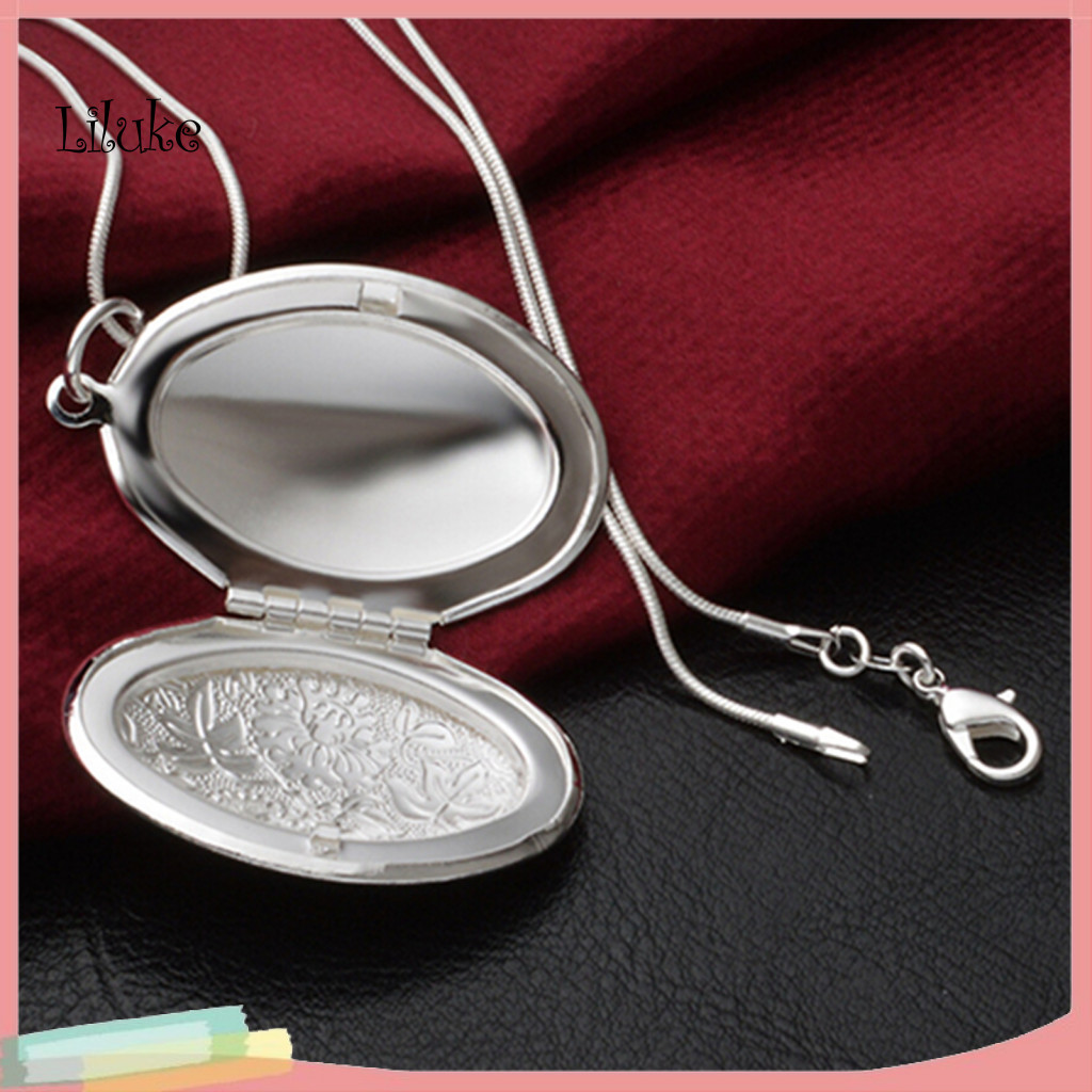 LK Unisex Fashion Silver Plated Alloy Carving Locket Pendant Chain ...
