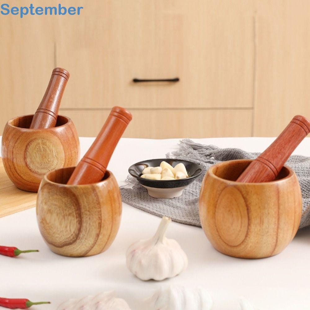 SEPTEMBERHL Wooden Mortar and Pestle Set, Old-fashioned Practical ...