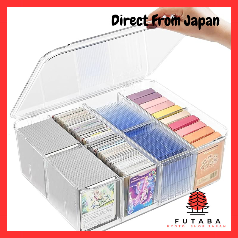 Yoimize Long Card Box with Dividers - Large Capacity Transparent ...