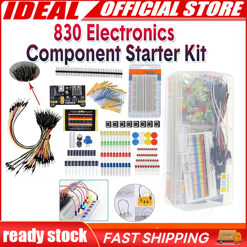 830 Breadboard Set Tie-points Breadboard Set Electronic Component Basic Starter Kit Resistor DN ...