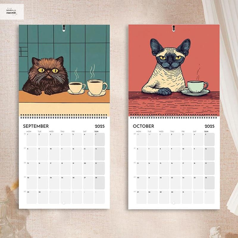 GoGo 2025 Cat Calendar- Cats Chillin' With Coffee Handmade 12 Monthly ...