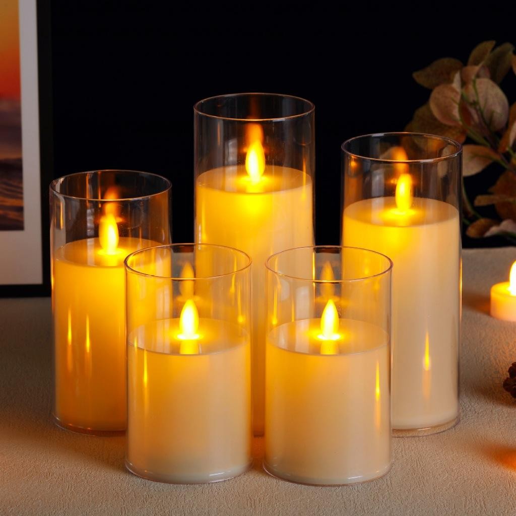 TaoShop Candle in Glass Flameless LED Candle With Glass Cover for ...