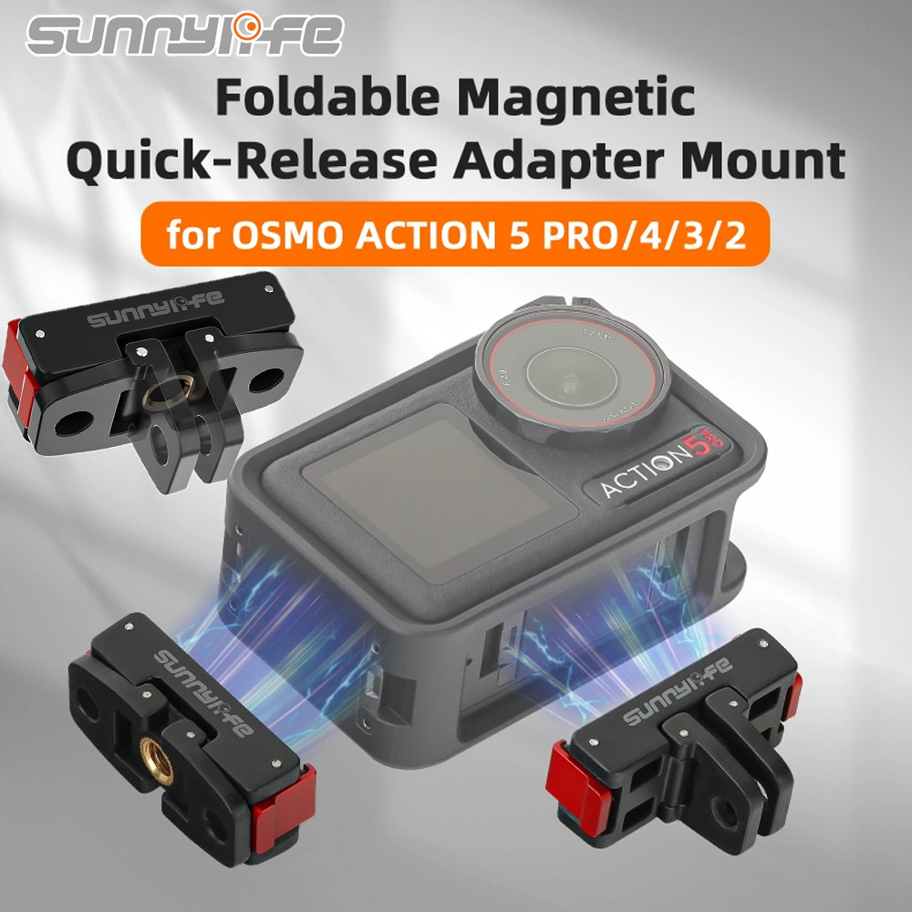 Sunnylife Magnetic Adapter Mount for DJI Osmo Action 5 Pro 4 3 Foldable ...