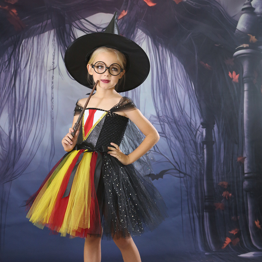 Kids Girls Harry Potter Witch Mesh Tutu Dress Hat Set Children ...