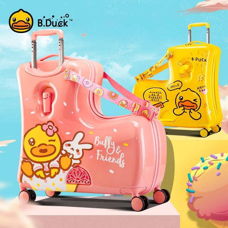bduck little yellow duck 20 inch children's sit and ride luggage ...