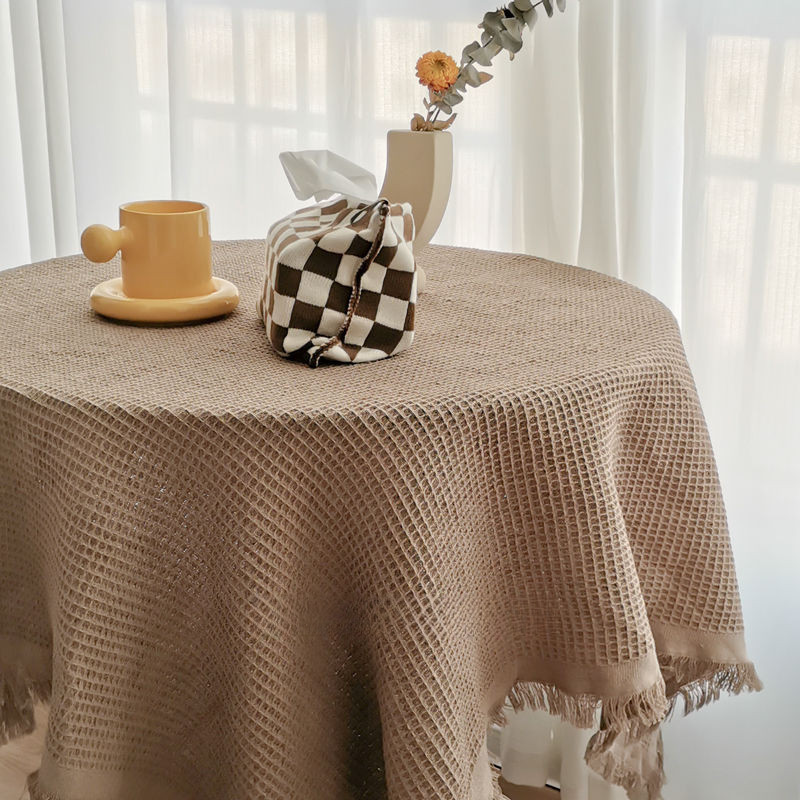 Japanese Style Simple Solid Color Khaki Waffle Tablecloth Ins Style ...