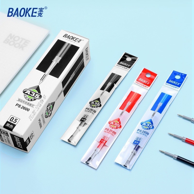 BAOKE 20pcs/box Retractable Gel Pen Refill 0.5mm Red Blue Black Ink ...