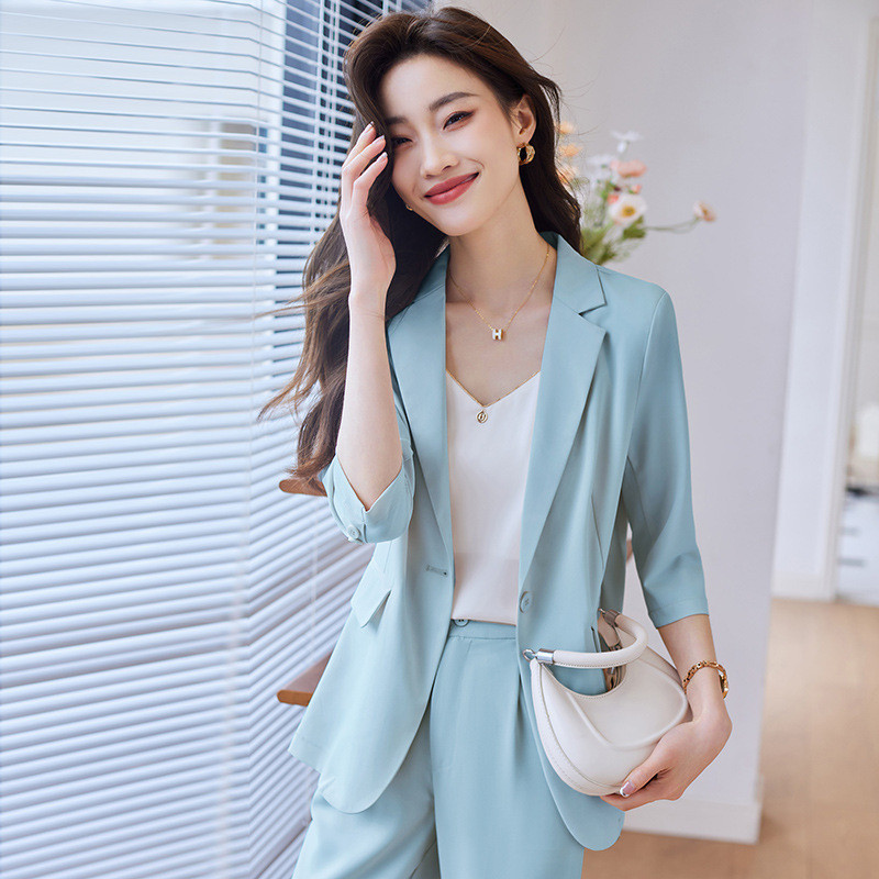 Blue Suit Jacket Female Professional Suit Formal Suit Temperament ...