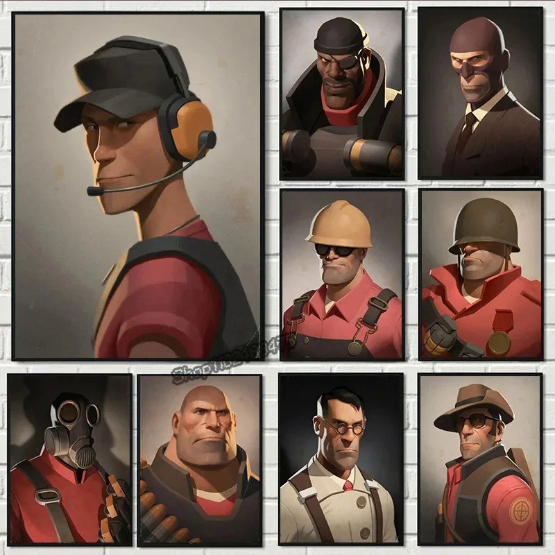Classic Team Fortress 2 Scout Face Portrait Video Game Canvas Painting ...