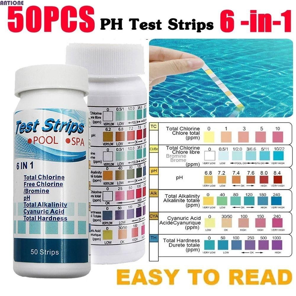 ANTIONE 50 Pcs/Bottle 6-in-1 PH Test Strips, High Sensitivity ...