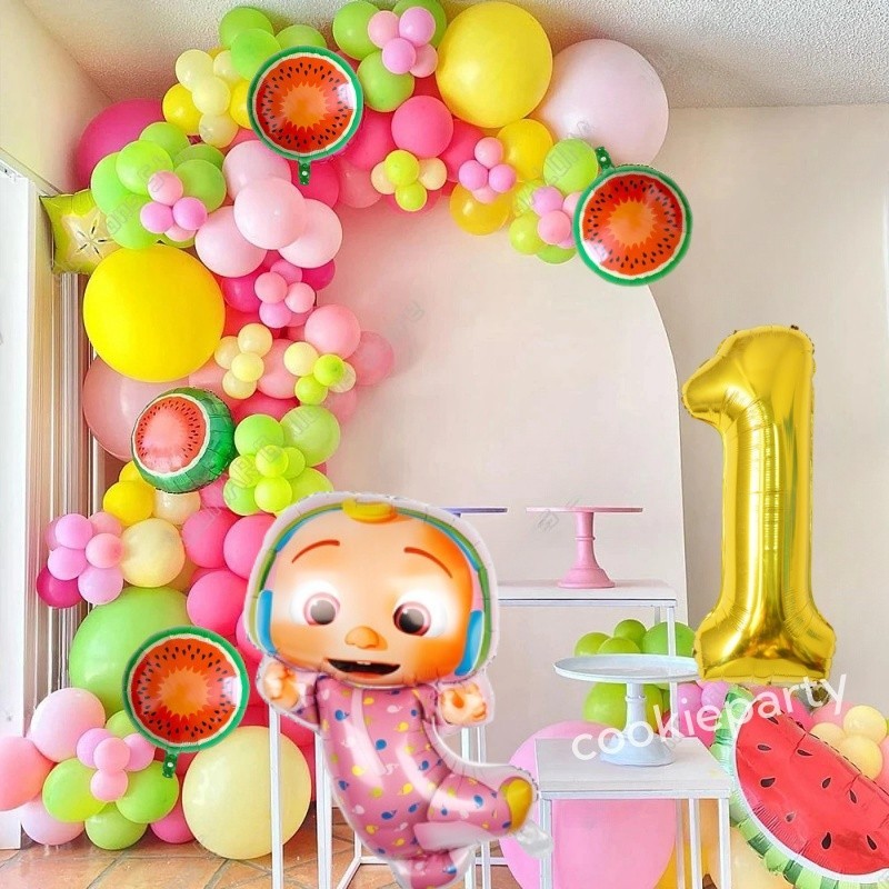 Cocomelon Balloons Cartoon Pink JOJO 18inch Watermelon Birthday ...