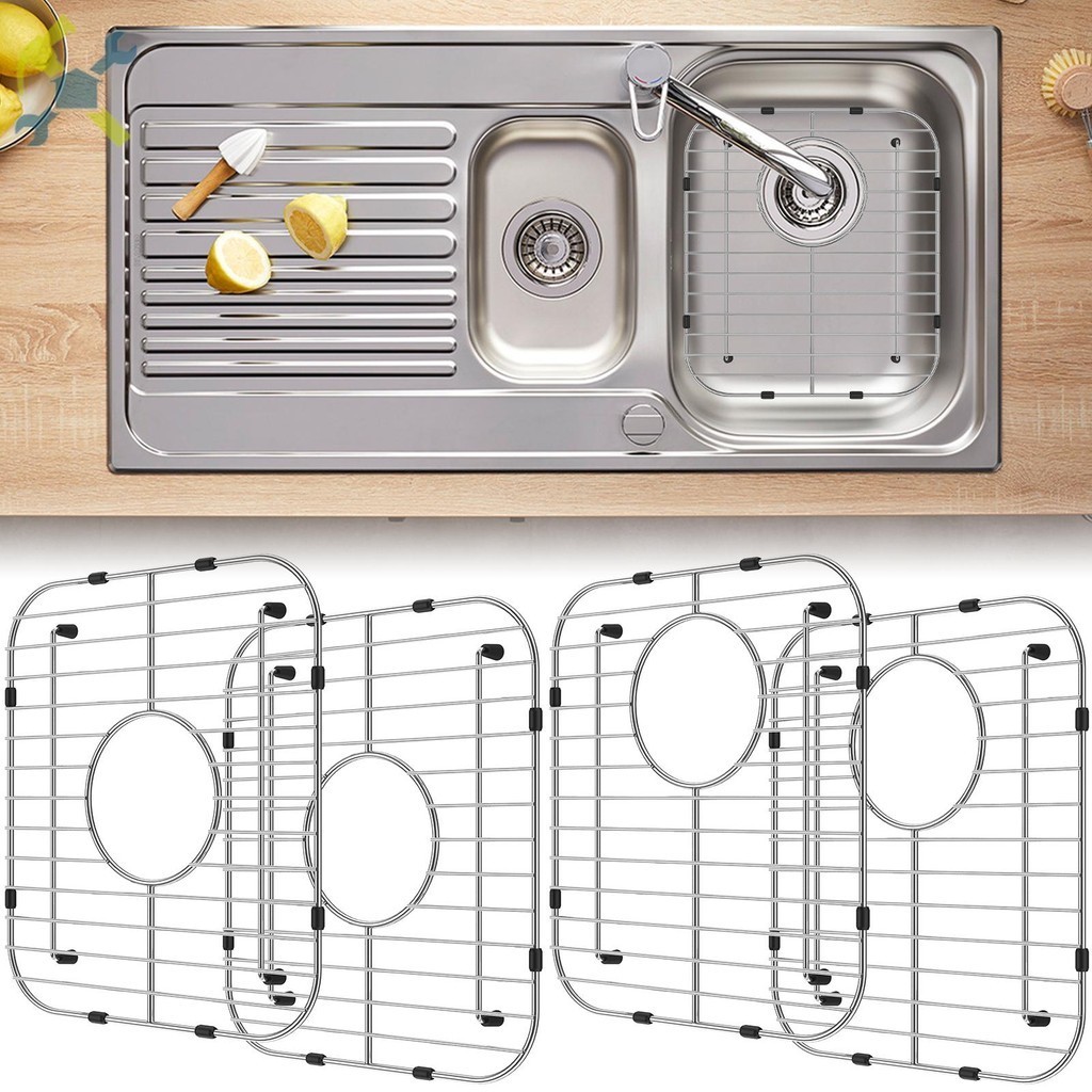 2Pcs Kitchen Sink Grid 304 Stainless Steel Sink Protectors Double Bowl ...