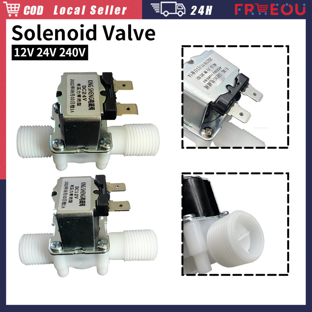 1/2"Plastic Solenoid Valve N/C Electric Solenoid Valve 12/24/220V Magnetic Water Air Normally ...