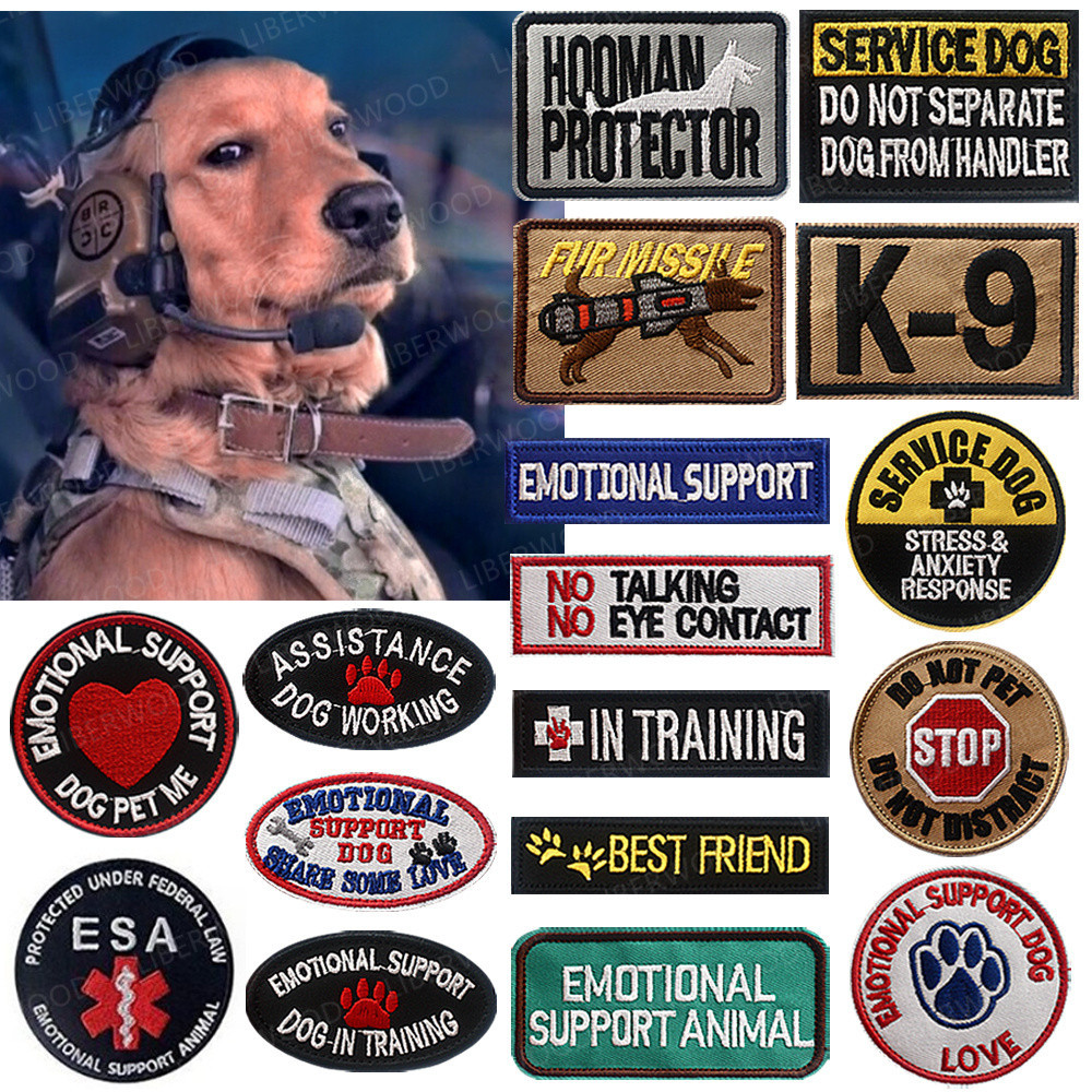 K-9 K9 Service Dog Embroidery Patches For Dog Vest Emotional Support In ...