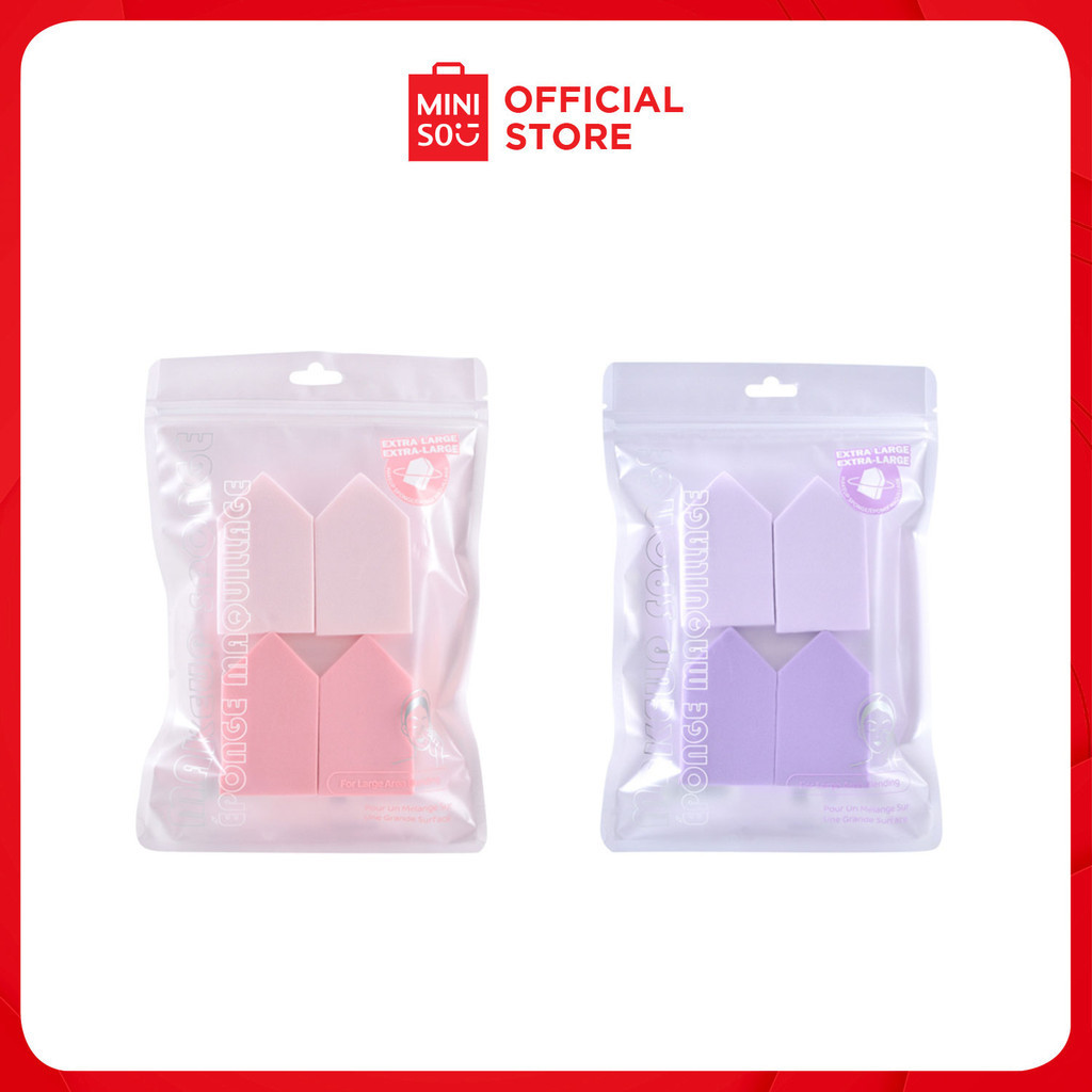 MINISO Dual Use House Shape Makeup Sponges 4 pcs (Pink/Purple) | Shopee ...