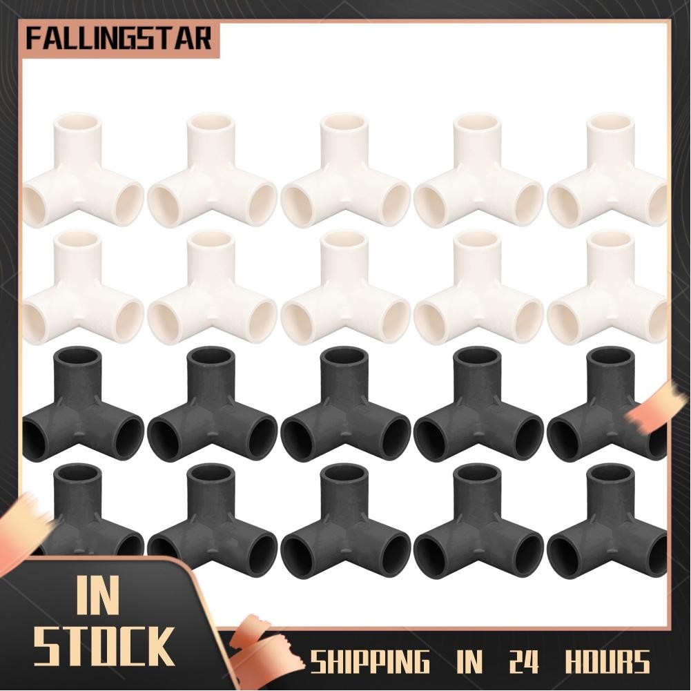 Fallingstar 10PCS 3 Way Pipe Fittings PVC Plastic Tee Corner Fitting ...