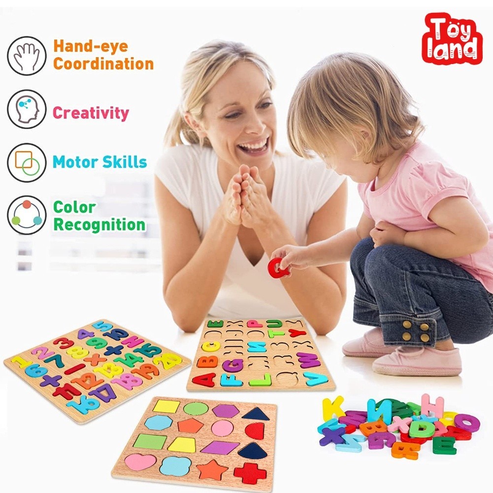 ABC Alphabet Digital Puzzle Wooden Toys Kid Number Letter Shape ...