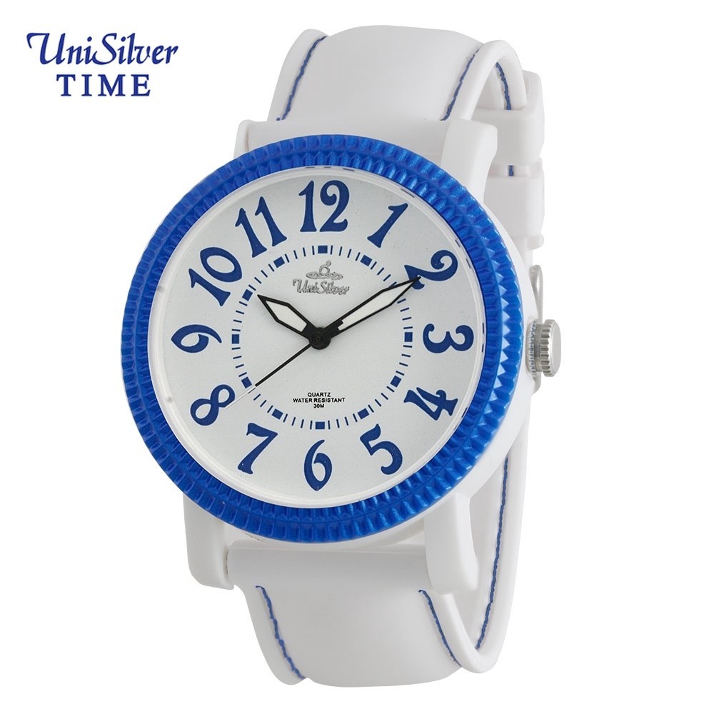 UniSilver TIME UniSex White / Blue Analog Rubber Watch KW3444-1001 ...