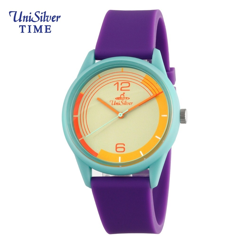 UniSilver TIME Women's Violet / Yellow analog rubber watch KW4894-1003 ...