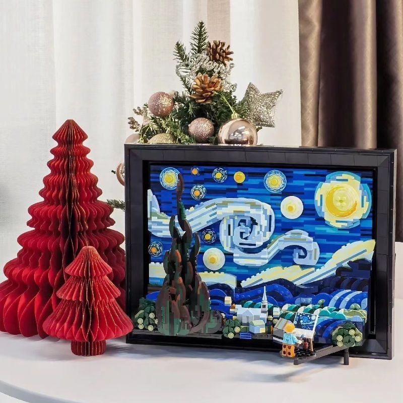 Compatible with Lego Van Gogh Starry Night Building Blocks Starry Sky ...