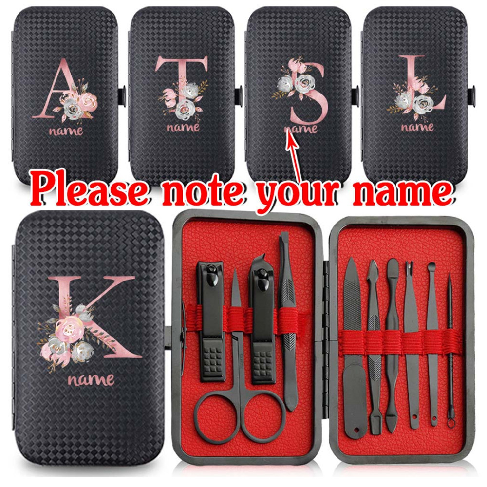 Customized Name 10Pcs Nail Clippers Tools Manicure Pedicure Kit Case ...