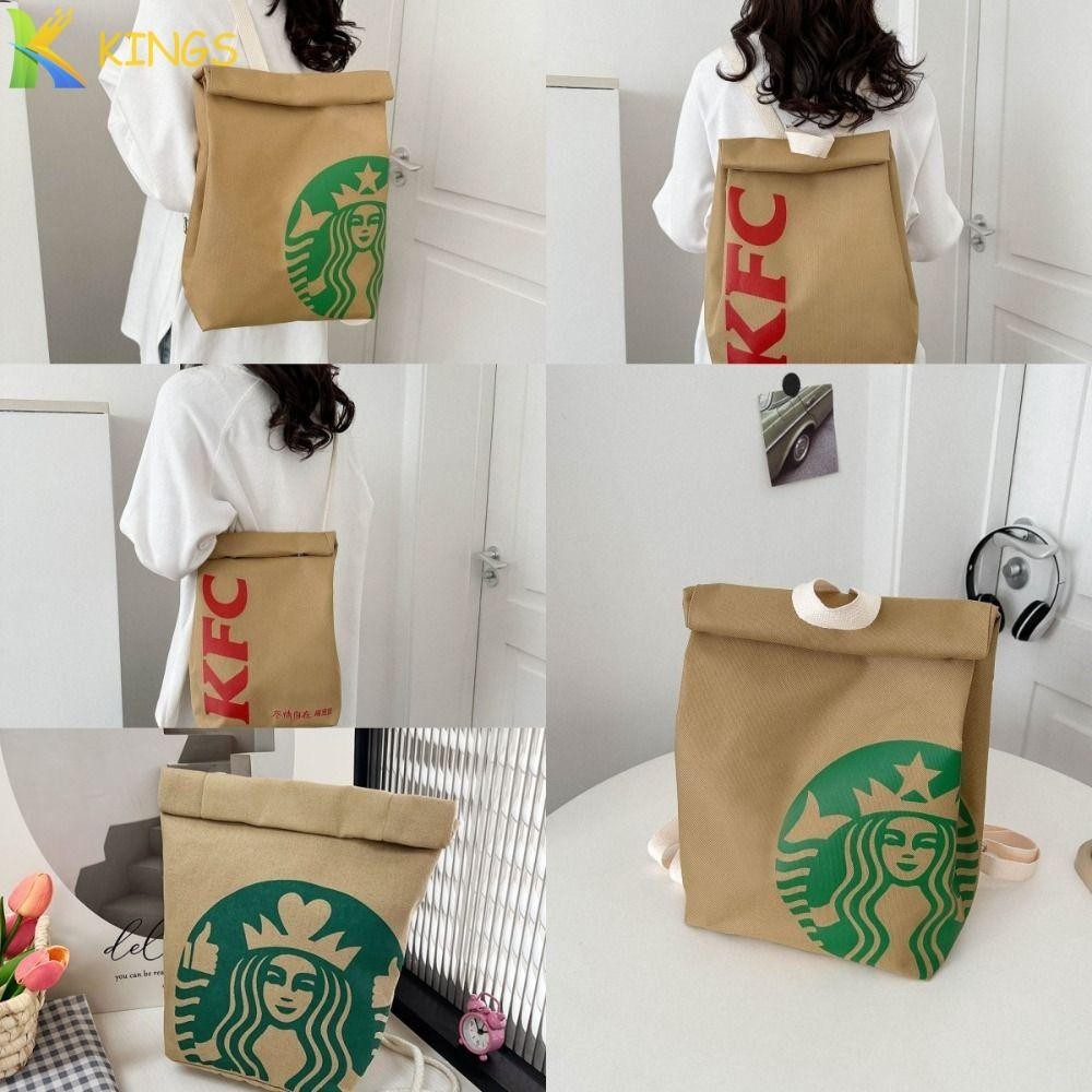 KINGS Backpack, Canvas Large Capacity KFC Backpack, Ins Letter ...