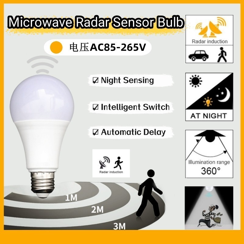 Smart Light Bulb E27 Radar Sensor Light Motion LED Globe Bulb Microwave ...