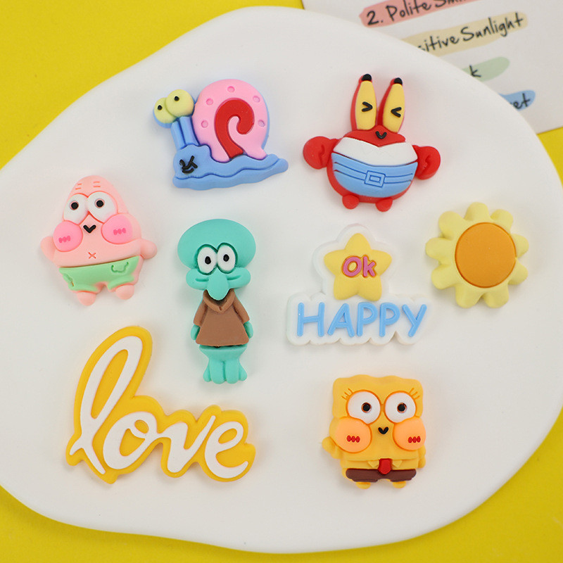 Cartoon SpongeBob SquarePants Jibitz Letter Snail Croccs Charm Octopus ...