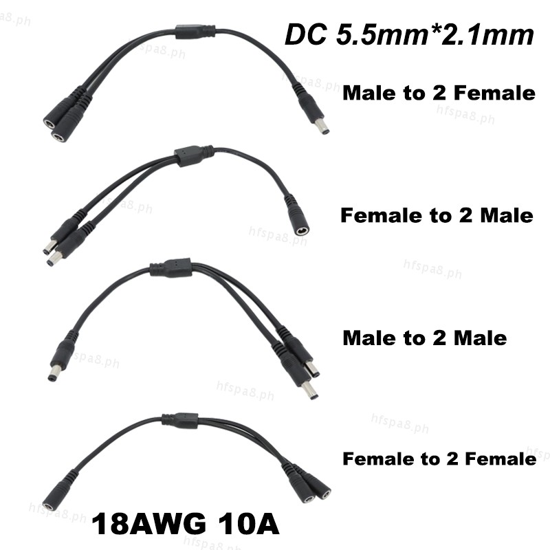 18awg 10A DC Power Cable1 to 2 way male female to 2 male female ...