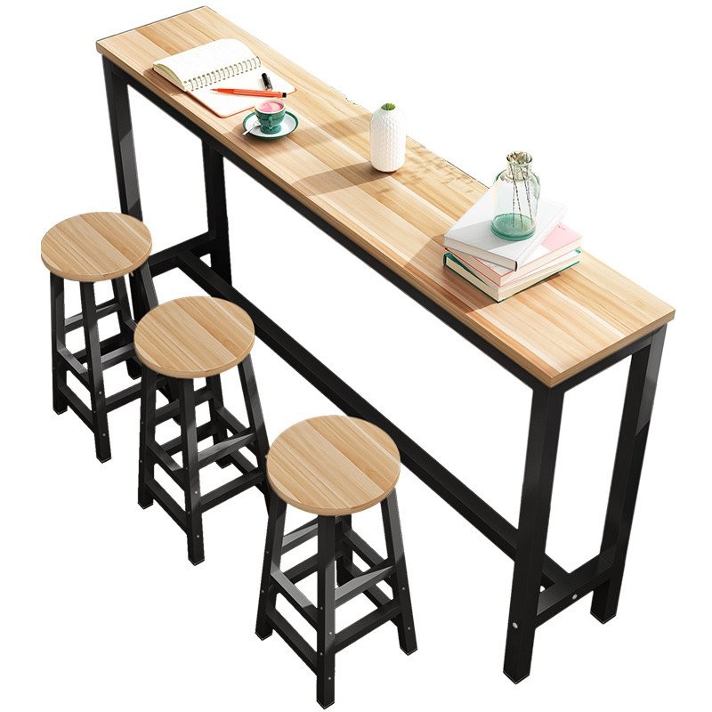Home Wall-Mounted Bar Table Milk Tea Shop Table and Chair Set Long High ...
