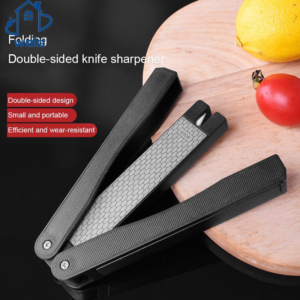 WELO Portable Handheld Double Sided Sharpener Grit Foldable Diamond Sharpening Stone For Kitchen ...