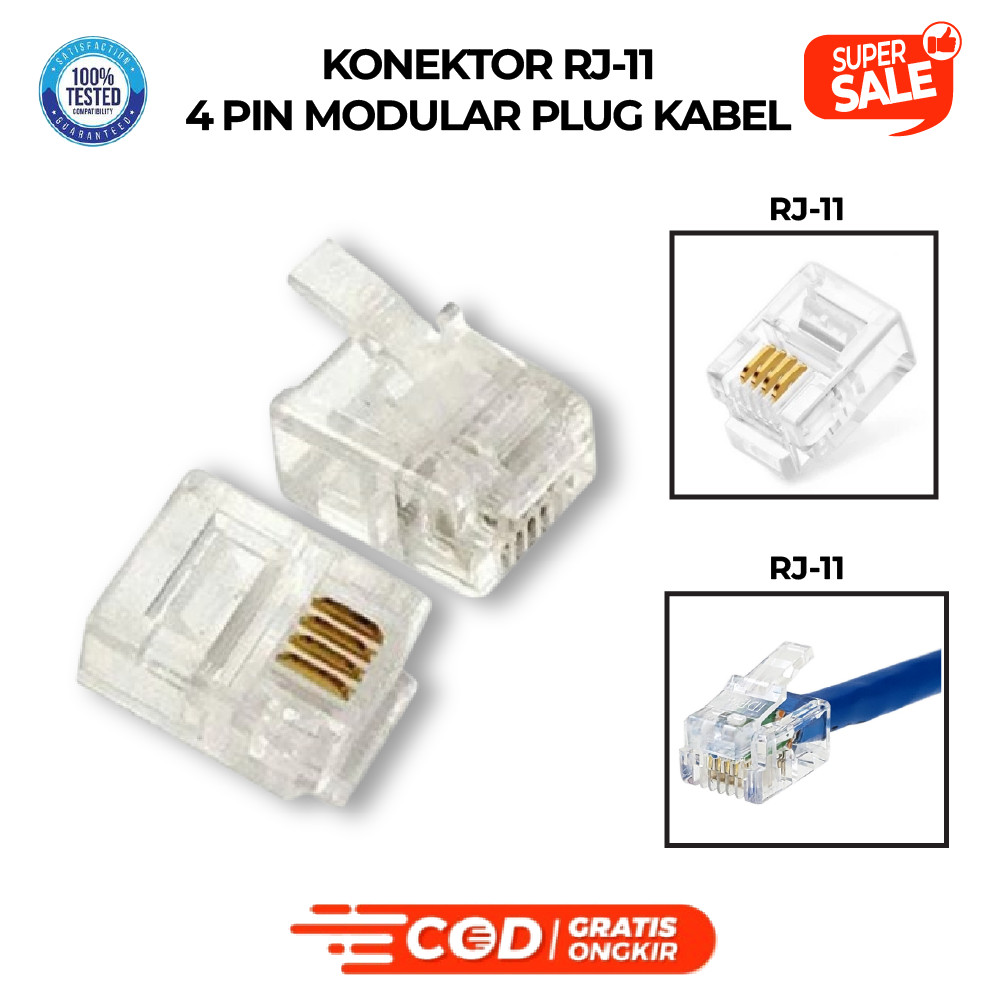 Rj11 CONNECTOR 4 PIN TELEPHONE JACK RJ 11 TELEPHONE CONNECTOR | Shopee ...