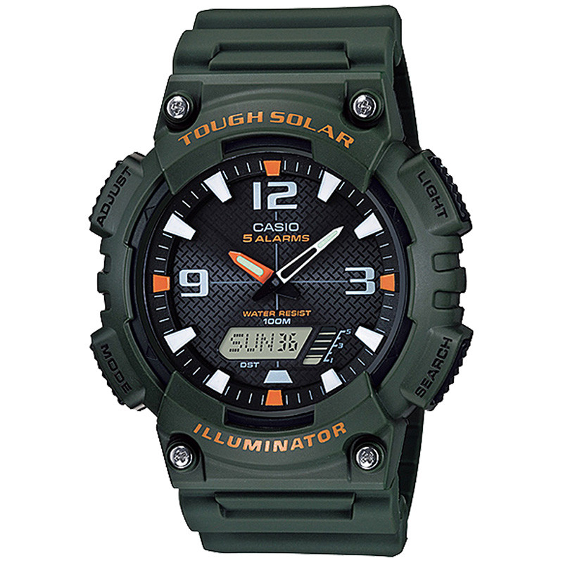 Casio (AQ-S810W-3AVDF) Dark Green Resin Strap 100 Meter Solar World ...