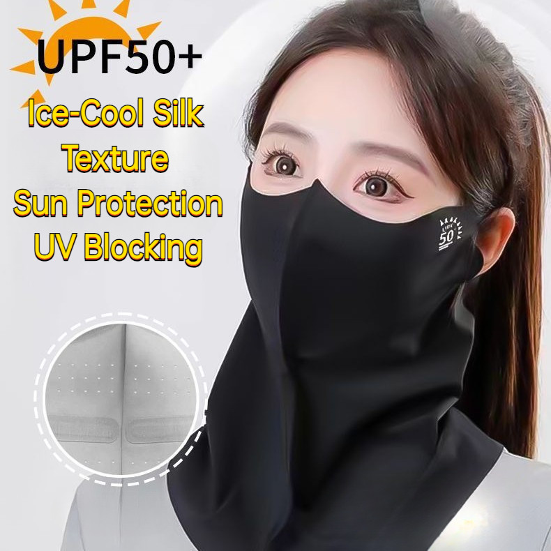 Long Ice-Silk UV-Blocking Face Mask with Neck Protection 3D Seamless ...