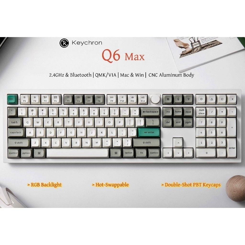 +++Keychron Q6 Max (Full-size Layout) Wireless Custom Mechanical Gaming ...