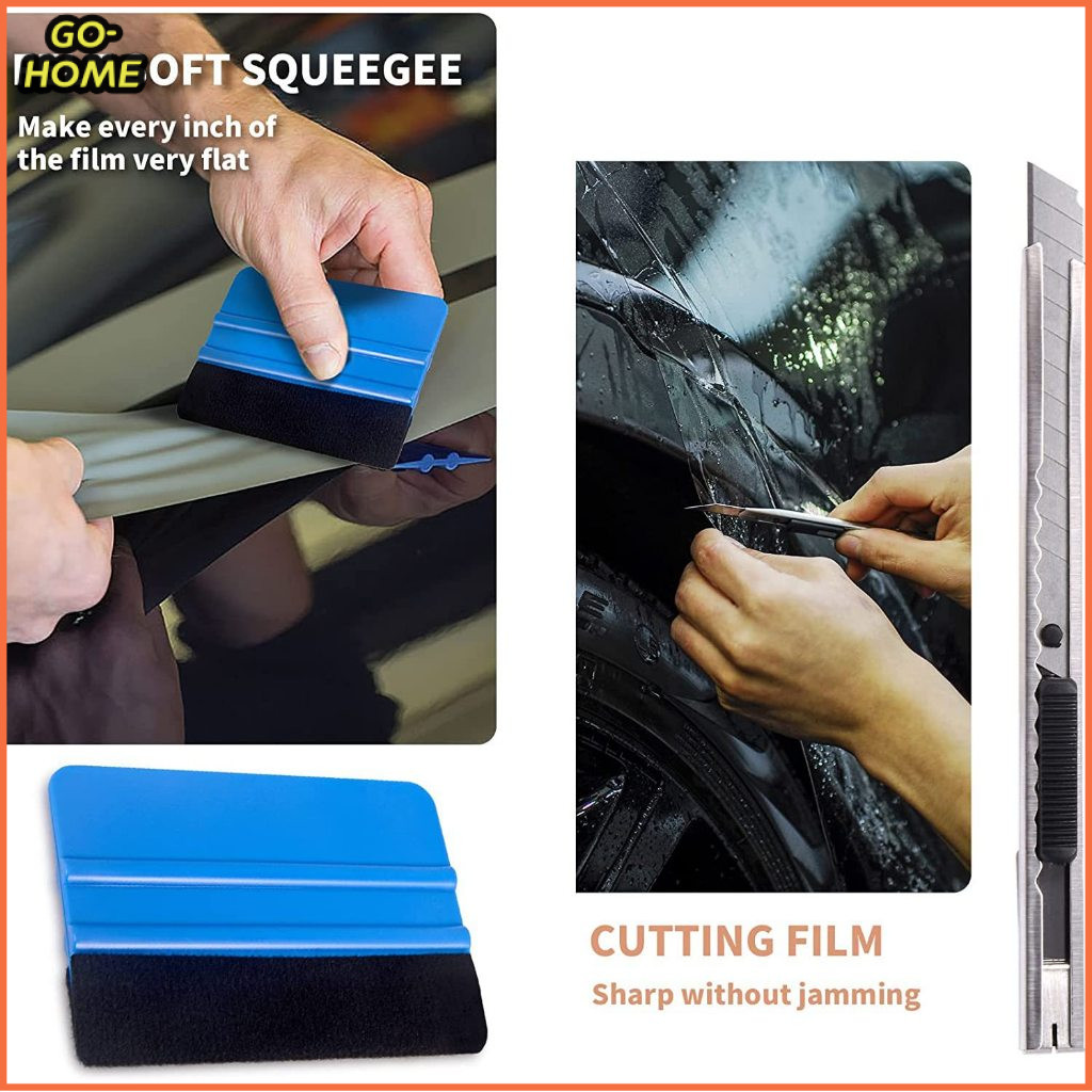 【GO⚡】Plastic Car Vinyl Squeegee Decal Wrap Application Tool Soft Felt Edge Scraper | Shopee ...