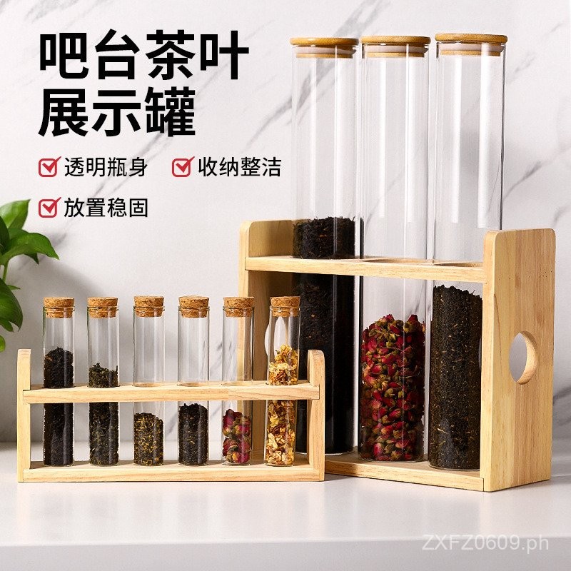 Glass Storage Jar Display Rack Decoration Milk Tea Shop Sealed Jar Tea ...