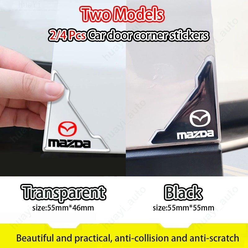 2/4 Pcs Mazda Black Transparent Car Door Corner Stickers Anti-collision ...
