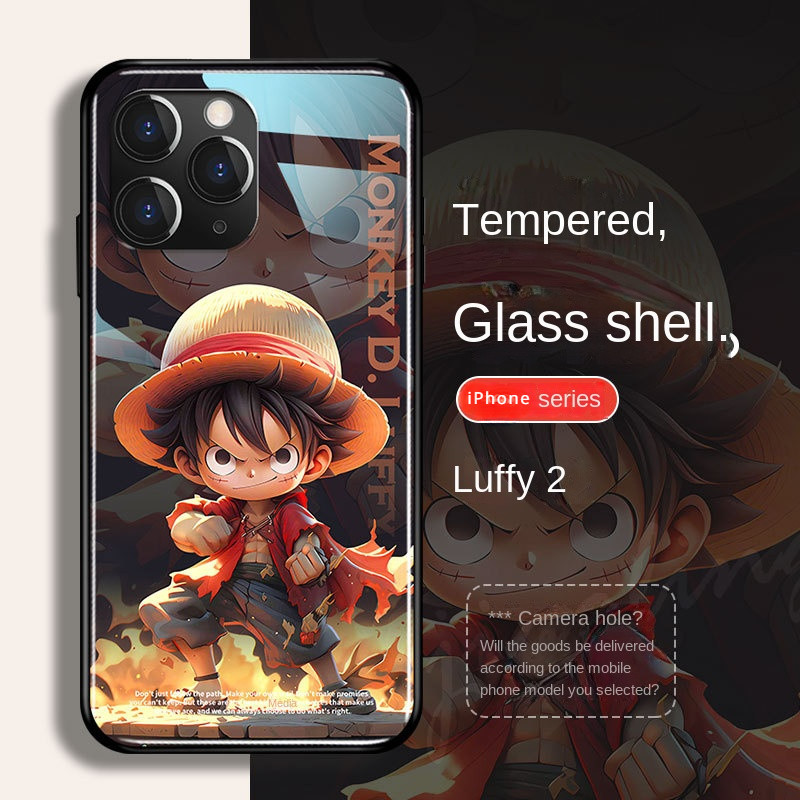 Phone Case Glass Casing cartoon One Piece Luffy Sauron for OPPO A18 A16 A15 A57 A38 A76 A7 A17 ...