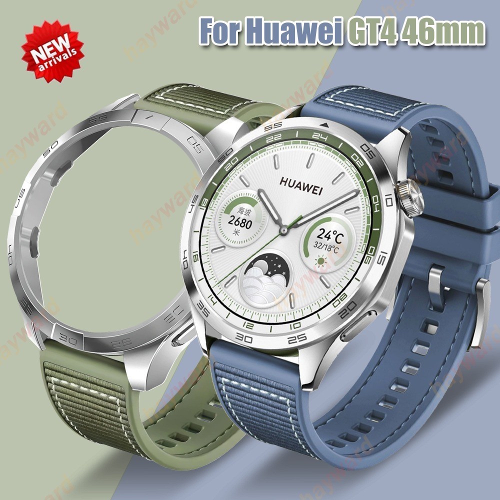 Silicone+Woven Strap +Case for HUAWEI WATCH GT4 46mm Watch Protective ...