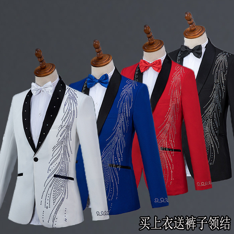 New Style Performance Costume Male Adult Sequined Singer Host Costume ...