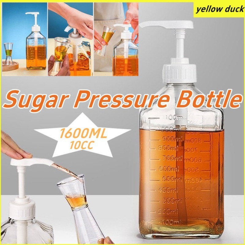 1600ML Sugar Pressure Bottle 10cc Quantitative Hand Pressure Fructose Plastic Sugar Press Bottle ...