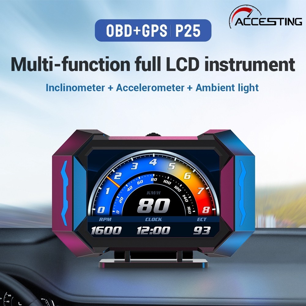 P25 NEW Car OBD OBD2 Meter Digital Scanner Alarm Speed Gauge display ...