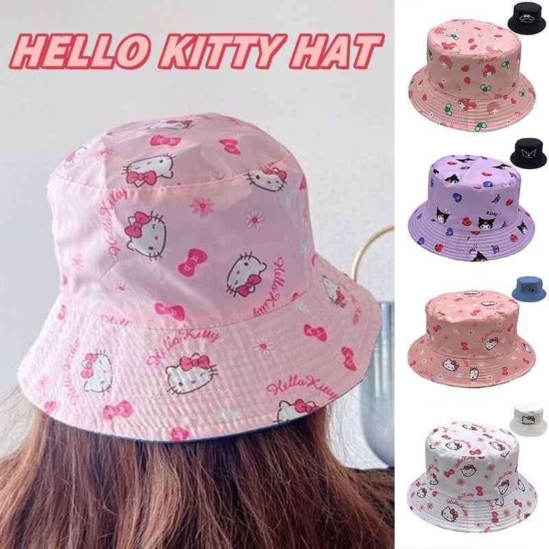 Sanrio Kids 2 in 1 Kuromi Melody Cinnamoroll Double Sided Bucket Hat ...